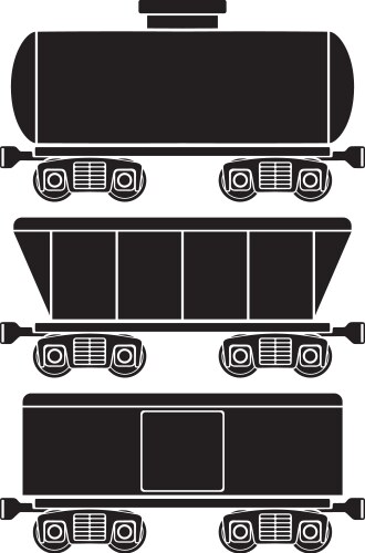 Train freight wagons icons set outline Royalty Free Vector