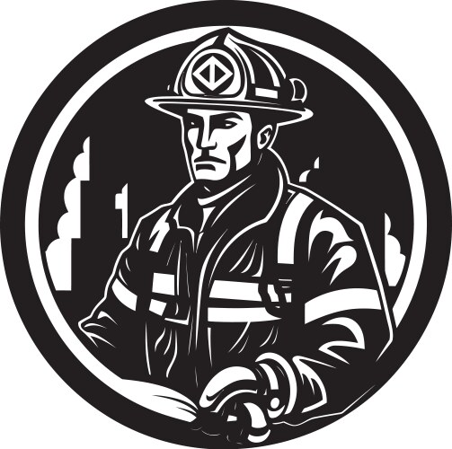 Black and white fire rescue art of c Royalty Free Vector