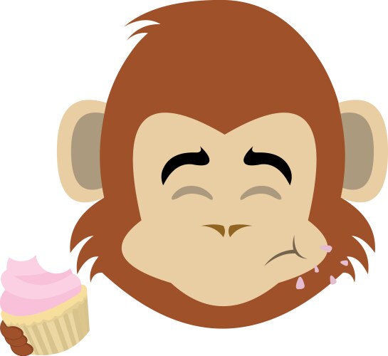 Monkey face eating carrot Royalty Free Vector Image