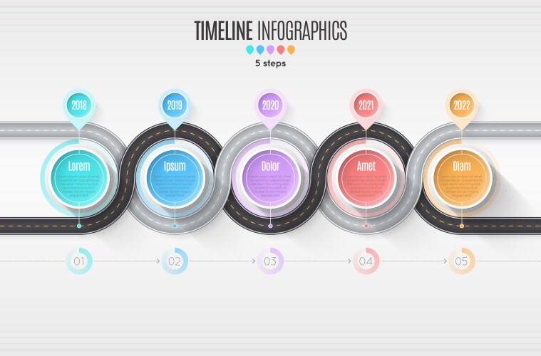 5 steps timeline infographic template with arrows Vector Image