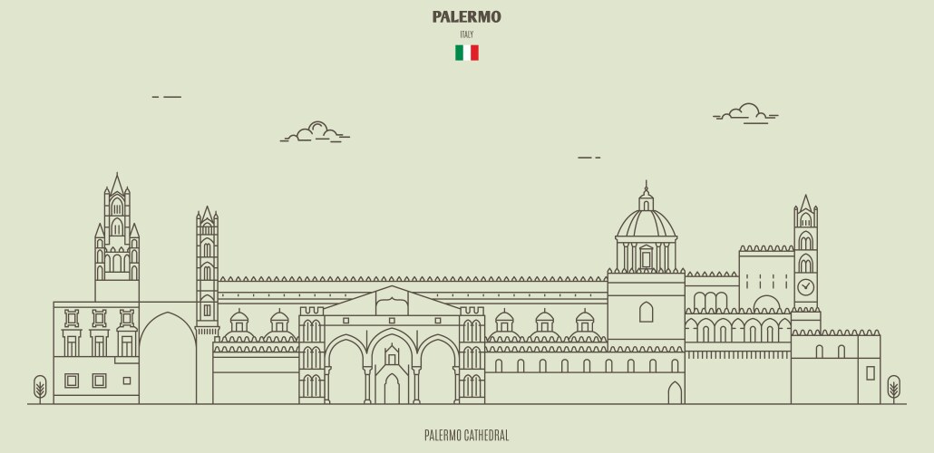 Palermo famous places Royalty Free Vector Image