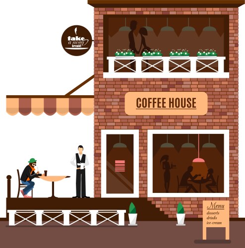 Restaurants and shops facade storefront Royalty Free Vector
