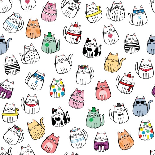 Cat seamless pattern Royalty Free Vector Image