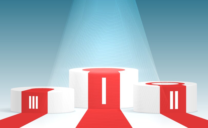 Winners podium with red carpet stage for awards Vector Image