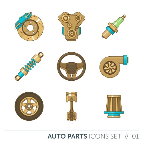Car parts with turbocharger Royalty Free Vector Image