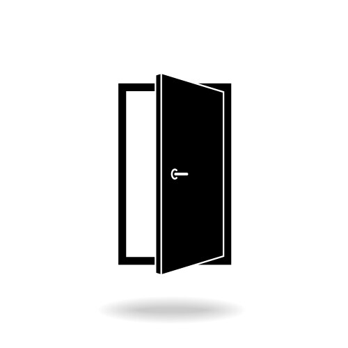 Cartoon stickman opens the door and looks Vector Image