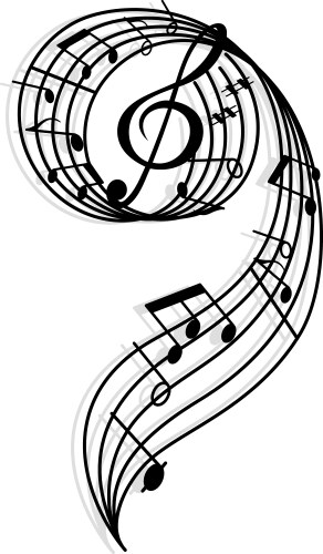 Treble clef and notes Royalty Free Vector Image