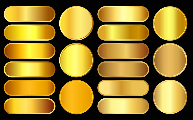 Gradients set template metallic texture radial Vector Image