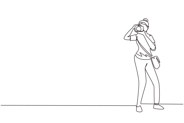 Continuous line drawing karate girl makes a punch Vector Image