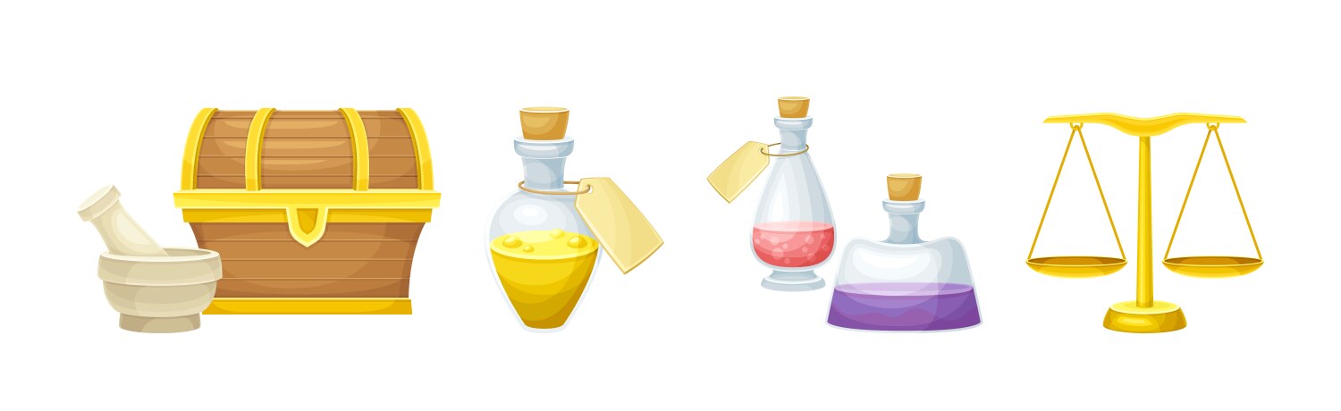 Magic and wizardry objects elements set Royalty Free Vector