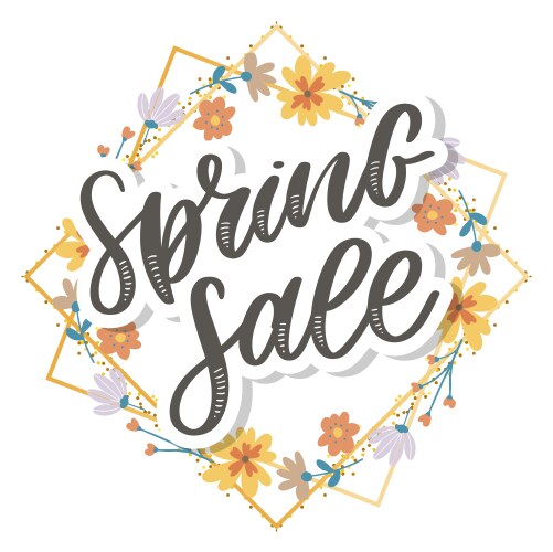 Spring sale word hanging on leaves with strings Vector Image
