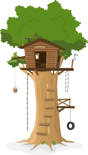 Isolated tree house on white background Royalty Free Vector