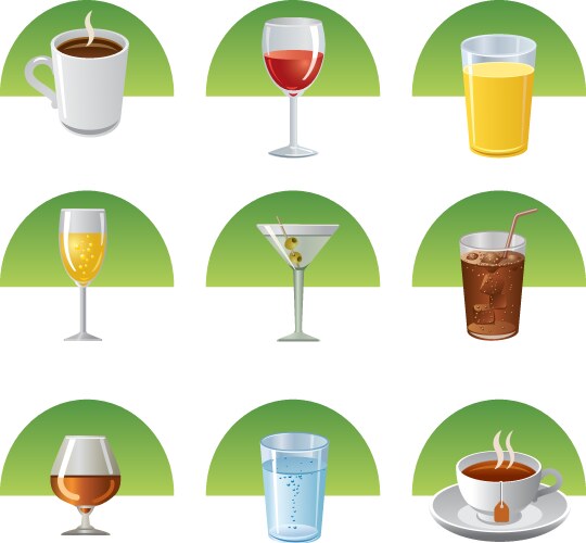 Cocktails realistic alcoholic drinks in glasses Vector Image