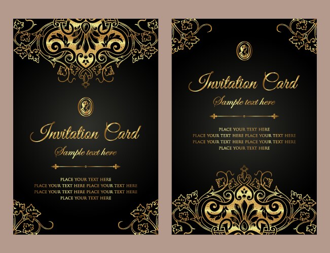 Stylish invitation card elegant golden design Vector Image