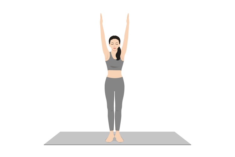 Young Woman Practicing Yoga Mountain Pose Vector Image
