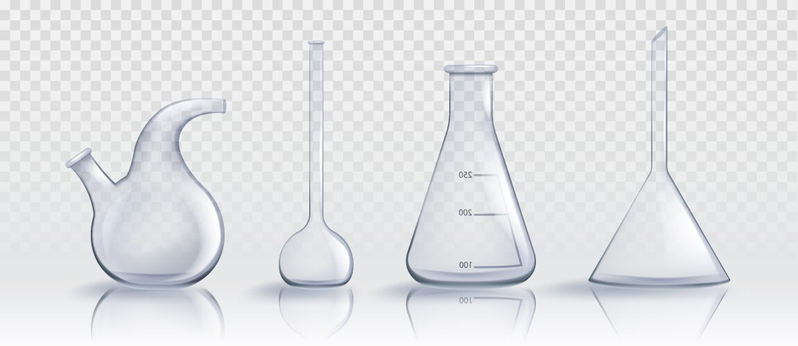 Realistic lab glassware set Royalty Free Vector Image