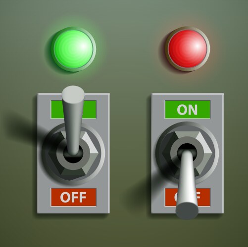Red and green on off switch button Royalty Free Vector Image