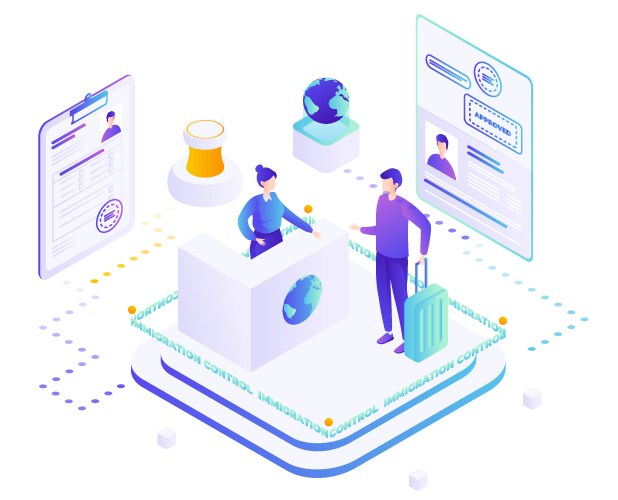 Border control concept immigration officer Vector Image