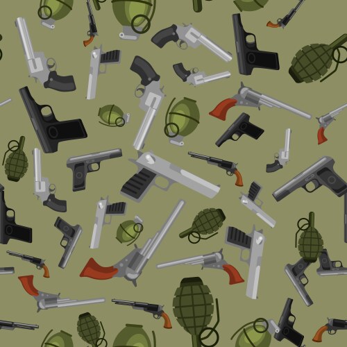 Vintage military weapons seamless pattern Vector Image