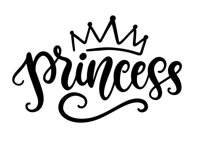 Princess lettering phrase with crown on white Vector Image