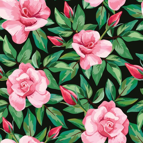 Seamless pattern flower rose branch wallpaper Vector Image