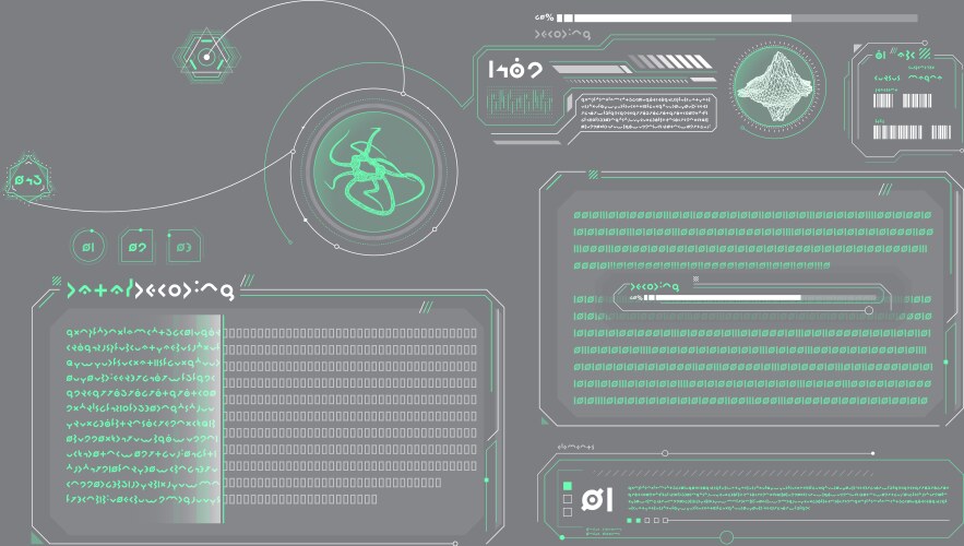 Sci-fi interface of data decoding program Vector Image