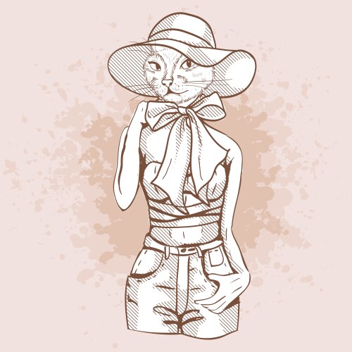 Sketch of elegant cat Royalty Free Vector Image