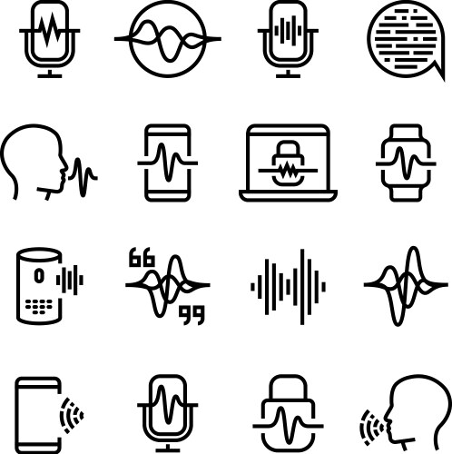 Voice and sound icon set Royalty Free Vector Image