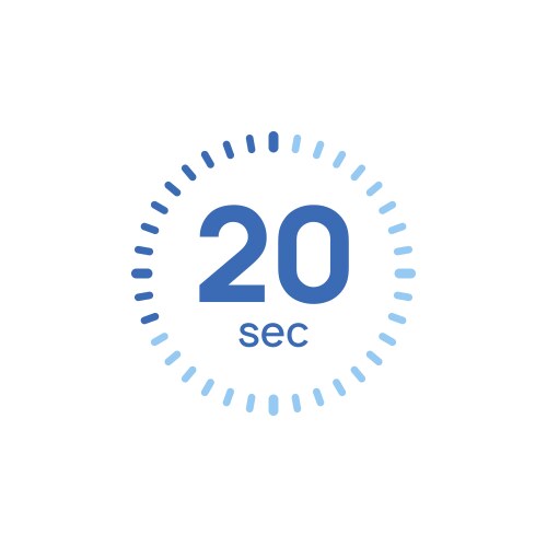 Twenty Seconds Stopwatch Icon Timer Symbol 20 Vector Image