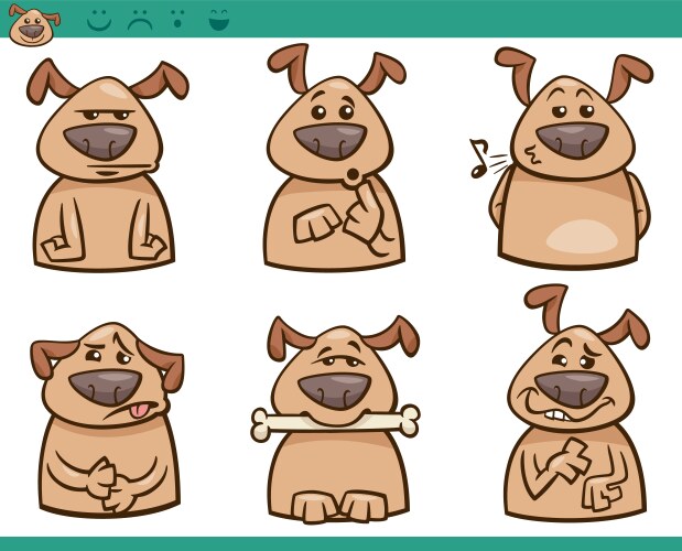 Dog emoticons cartoon set Royalty Free Vector Image