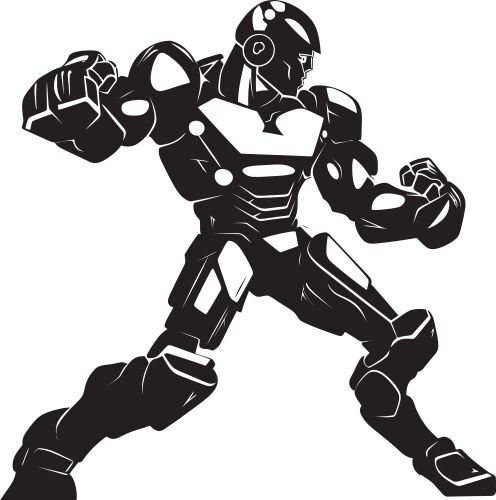 Mechanical marvel robot boxer black logo icon Vector Image