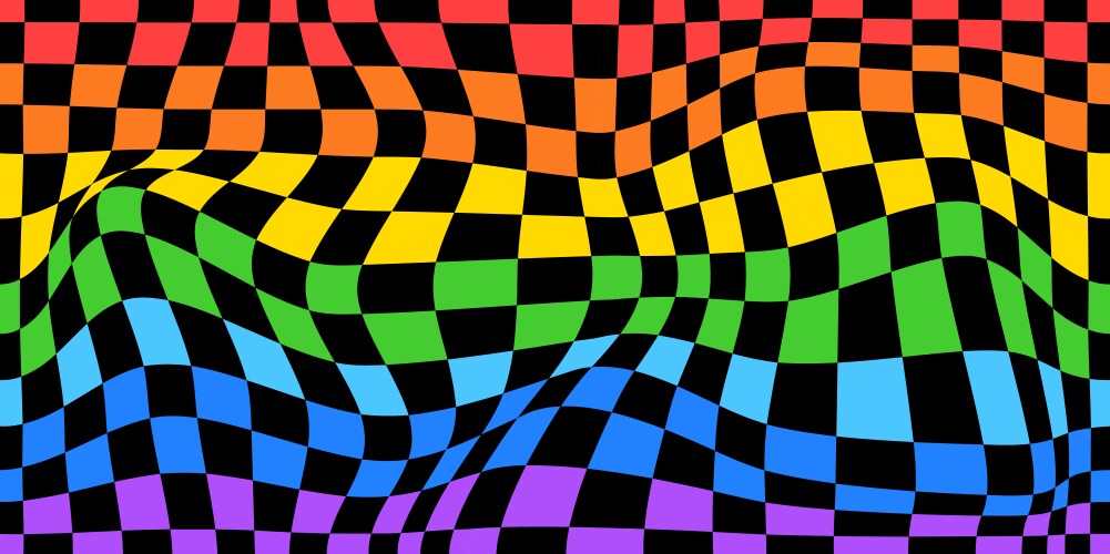 Psychedelic checkerboard rainbow Royalty Free Vector Image