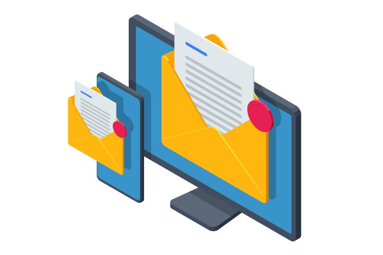 Isometric email business e-mail communication Vector Image