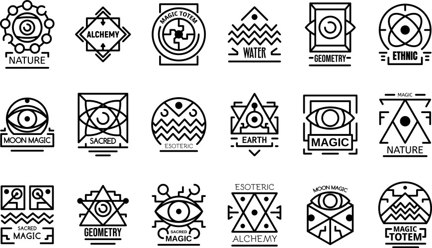 Alchemy symbol icon set spirituality occultism Vector Image