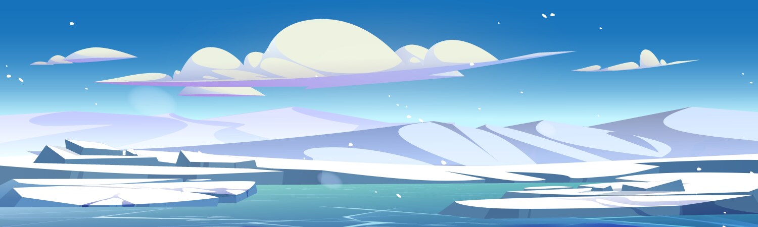 Cartoon winter landscape with iceberg and ice Vector Image