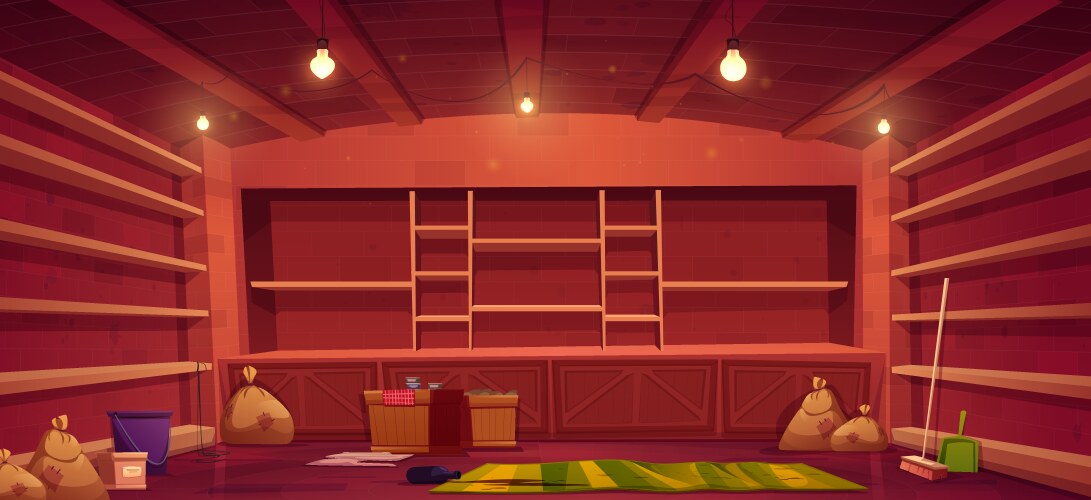 Empty shelf in home pantry storage Royalty Free Vector Image