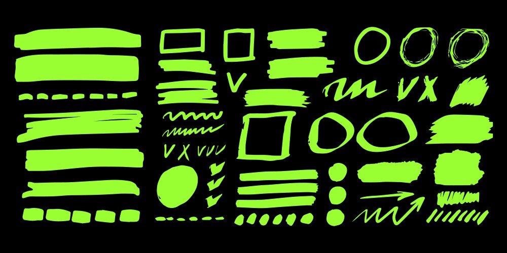 Hand drawn neon highlighter pen stroke line Vector Image