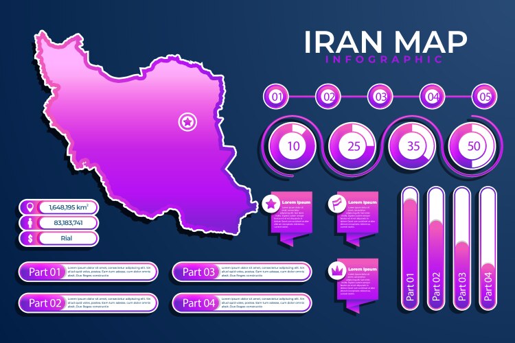 Iran map infographics Royalty Free Vector Image