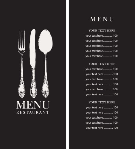 Menu template with cutlery Royalty Free Vector Image