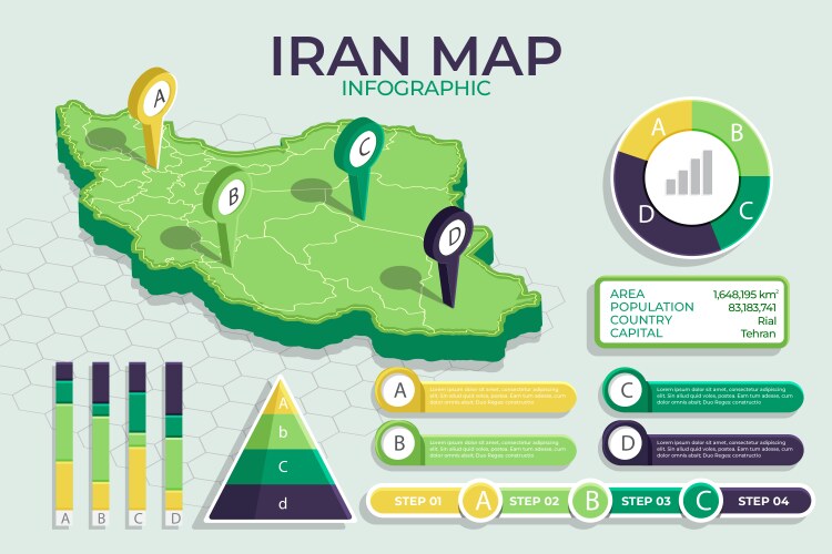 Iran map infographics Royalty Free Vector Image