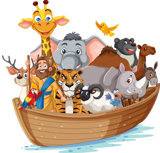 Various animals together on a boat Royalty Free Vector Image