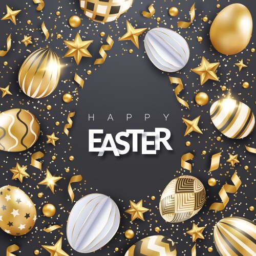 Easter black background with confetti egg Vector Image