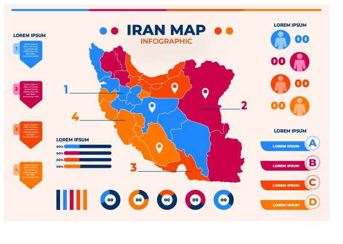 Iran map infographics Royalty Free Vector Image