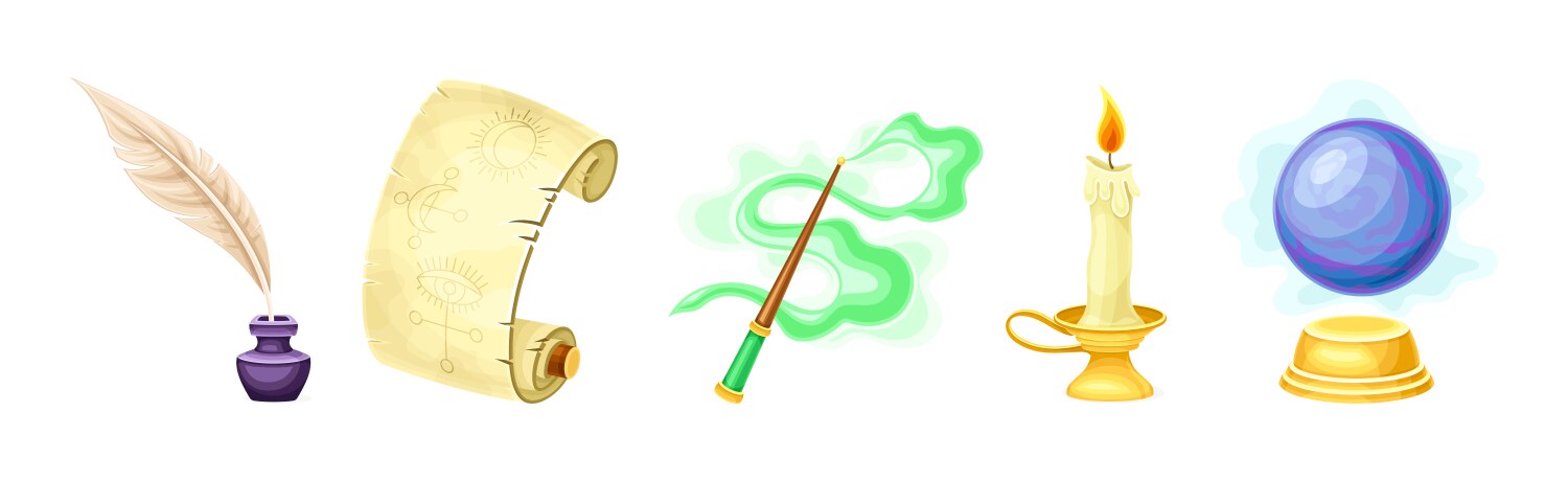 Magical object and witchcraft magician equipment Vector Image