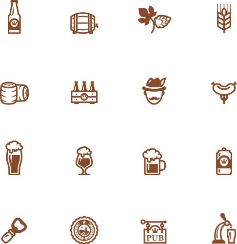Beer and brewery icon set Royalty Free Vector Image
