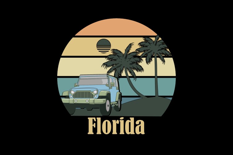 Florida retro vintage landscape design Royalty Free Vector
