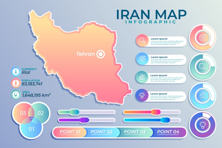 Iran map infographics Royalty Free Vector Image