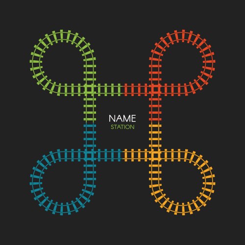 Railroad tracks railway station train diagram Vector Image