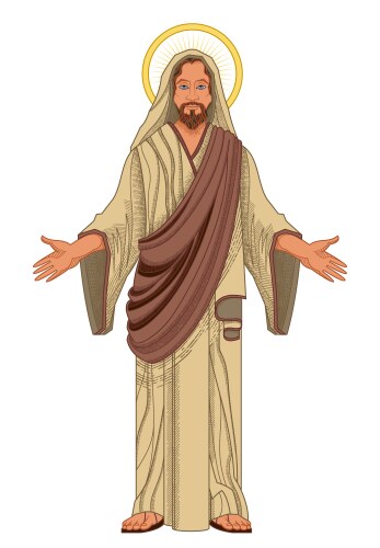 Side view of jesus christ holding cross Royalty Free Vector