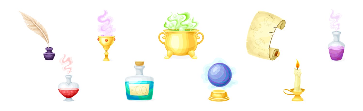 Magical object and witchcraft magician equipment Vector Image